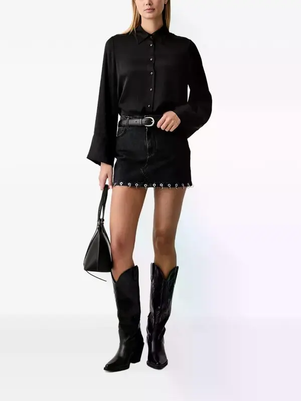 Pinko Pierced-hem Denim Mini Skirt
