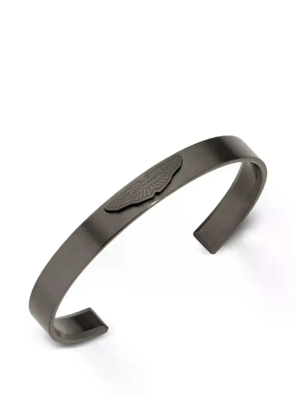 ASTON MARTIN Brushed Engraved-logo Bangle - Grey