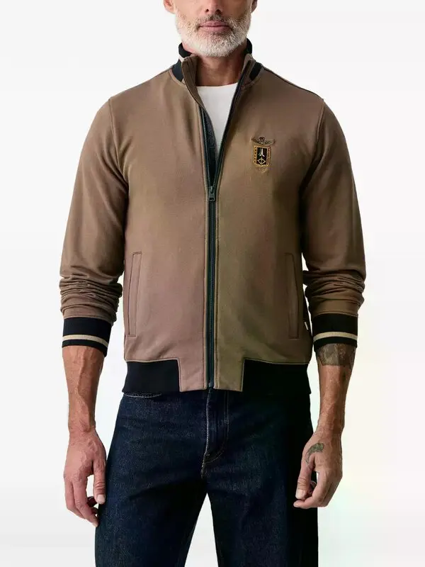 AERONAUTICA MILITARE Logo-patch Zip-up Sweatshirt - Brown