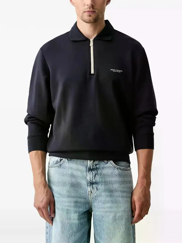 Armani Exchange Long-sleeve Polo Shirt - Blue