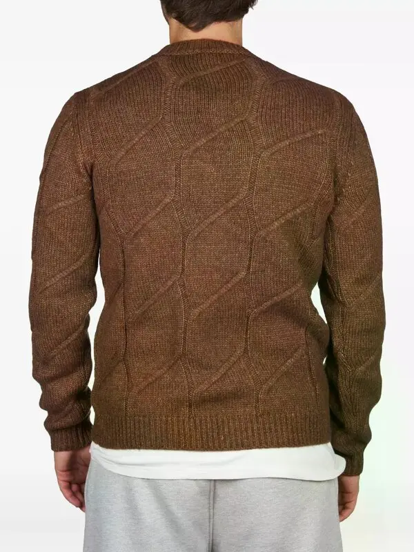 Alpha Studio Cable-knit Crew-neck Sweater