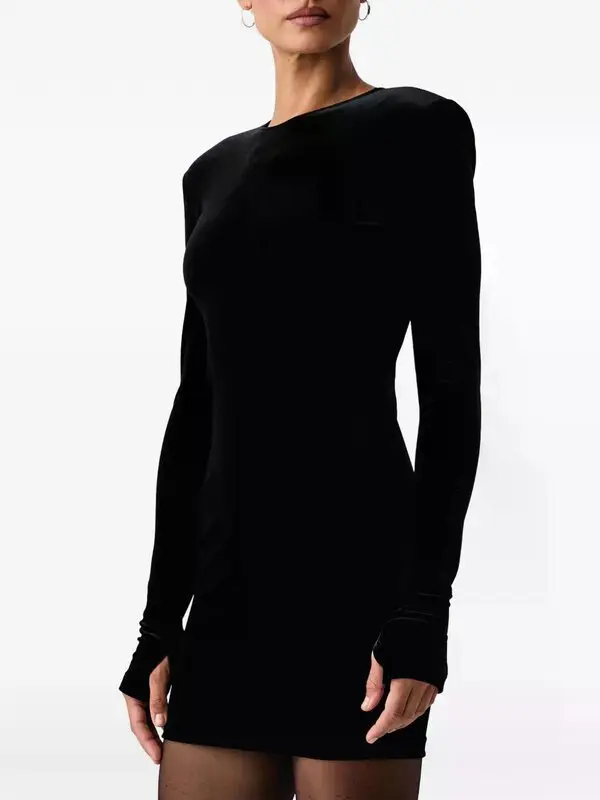 Armani Exchange Padded-shoulder Velvet Mini Dress