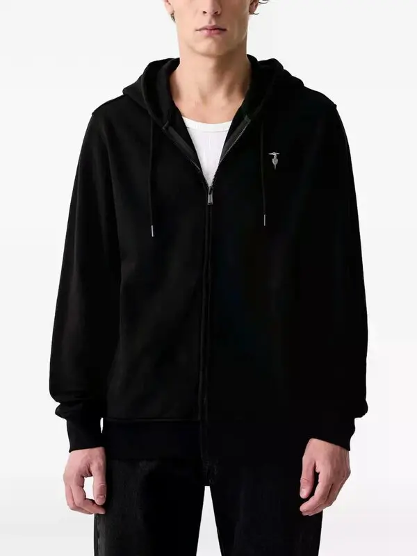 TRUSSARDI Logo-embroidered Zip-up Hoodie