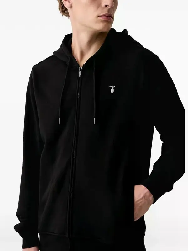 TRUSSARDI Logo-embroidered Zip-up Hoodie