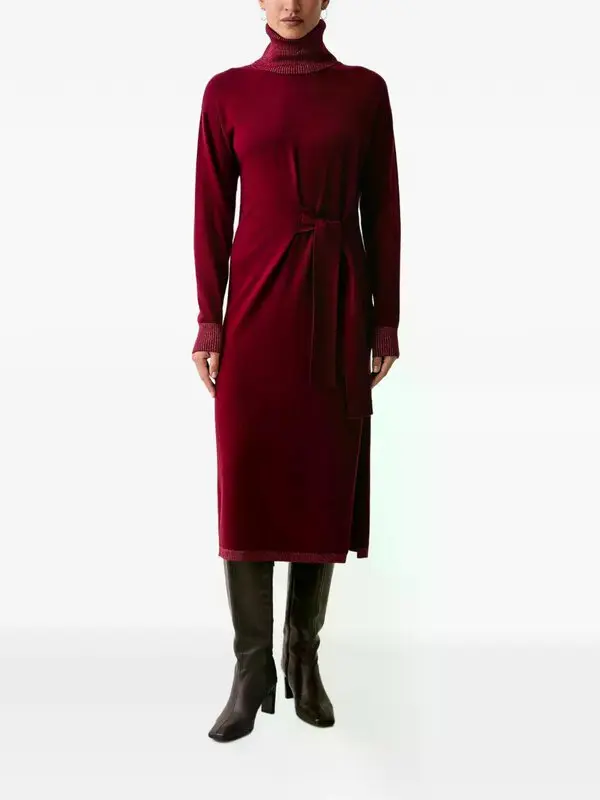 Liu Jo Turtleneck Belted Midi Dress - Red