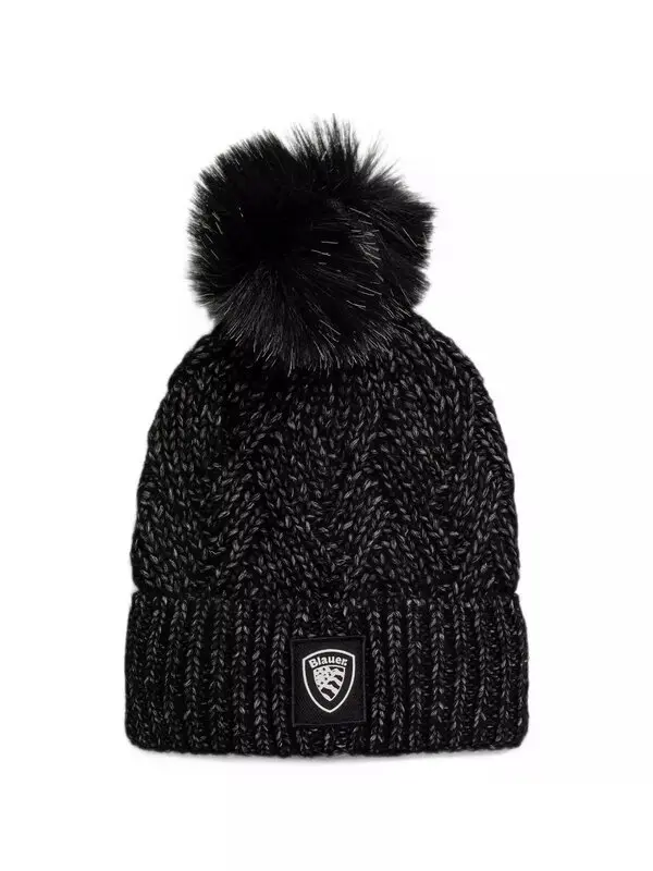 BLAUER. Logo-patch Pompom Beanie Hat