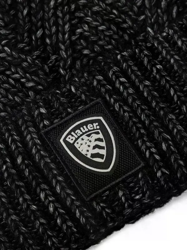BLAUER. Logo-patch Pompom Beanie Hat
