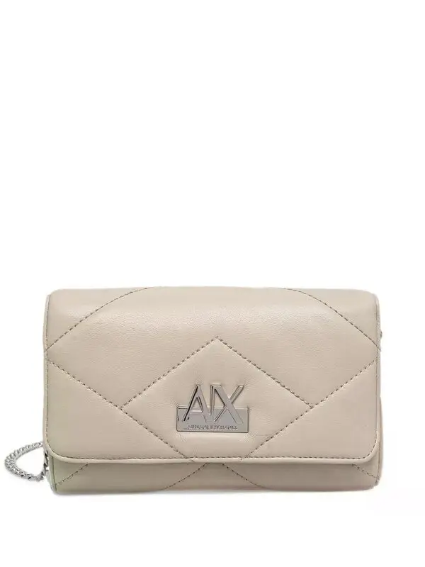 Armani Exchange Quilted Logo-plaque Crossbody Bag - Neutrals