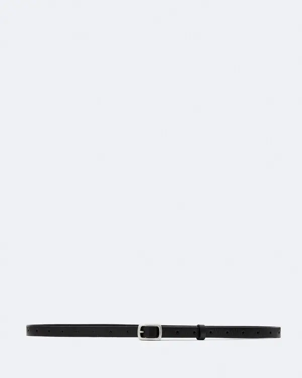 ALLSAINTS Halle Skinny Leather Punch-hole Belt - Black