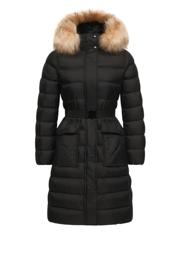 Moncler Leersies Shearling-trimmed Hooded Long Down Coat