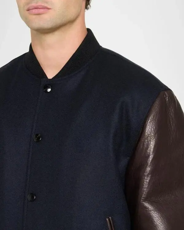 Givenchy Apos;s Mix-material Varsity Jacket - Navy/brown