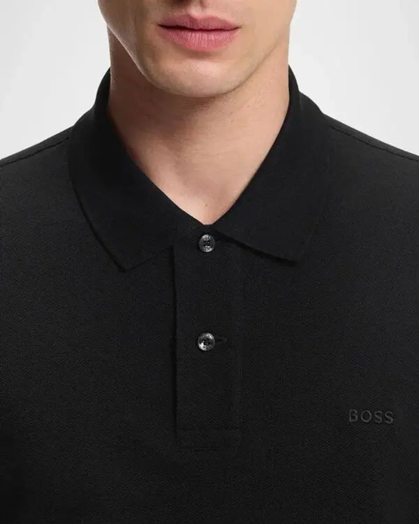 BOSS Logo Cotton Polo Shirt - Black