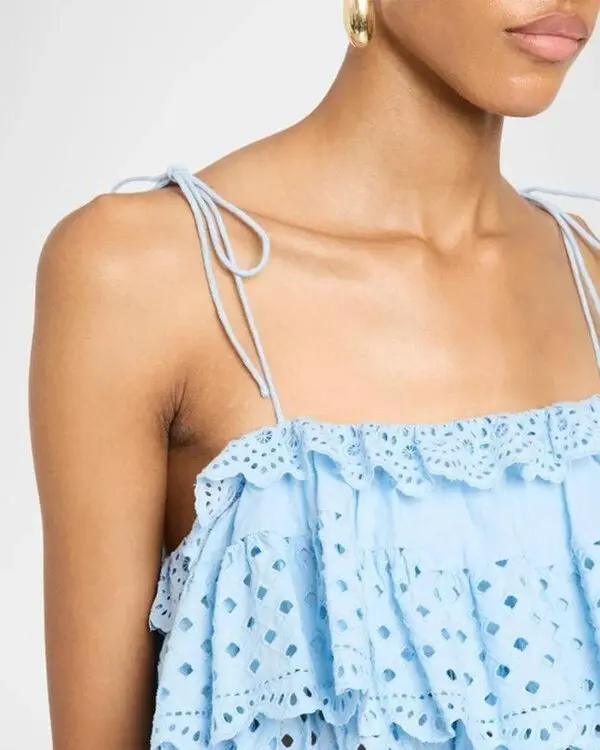 Ulla Johnson Maja Eyelet Waterwashed Cotton Poplin Top