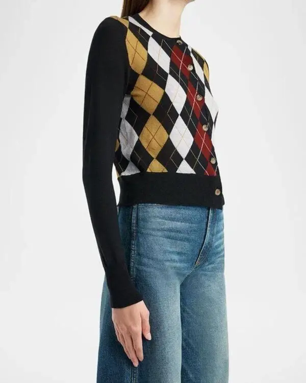 Khaite Rita Argyle Virgin Wool-silk Cardigan