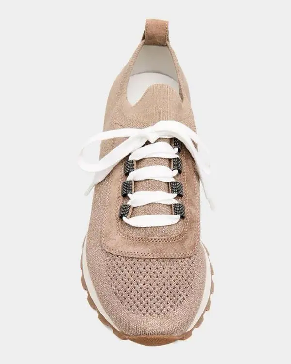 Brunello Cucinelli Sparkling Knit Runner Sneakers