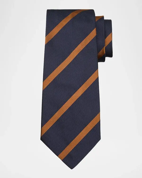Dunhill Apos;s Silk Twill Stripe Tie - Hazelnut