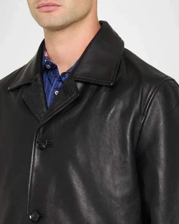 Robert Graham X Rocky & Apos;s Printed-lining Leather Car Coat