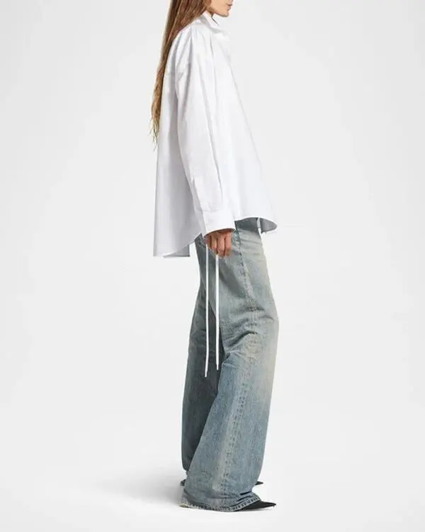 Balenciaga Lace-up Sides Oversized Button-down Shirt - White