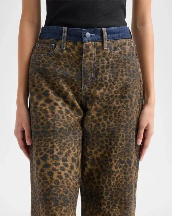 L & Apos;AGENCE Alicent Leopard Print Wide-leg Jeans