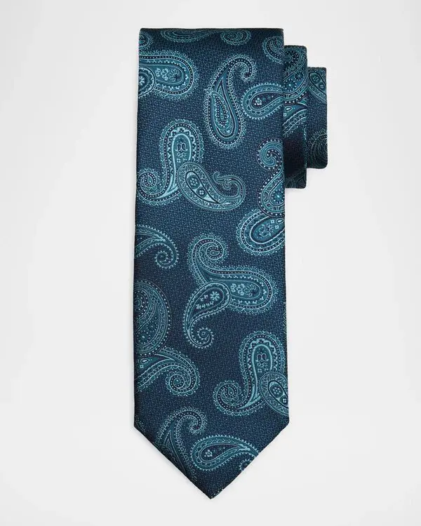 Canali Apos;s Paisley Jacquard Silk Tie - Blue
