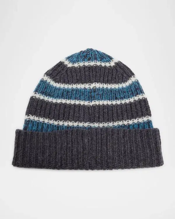 Paul Smith Apos;s Mara Stripe Rib-knit Beanie Hat - 70 Grey