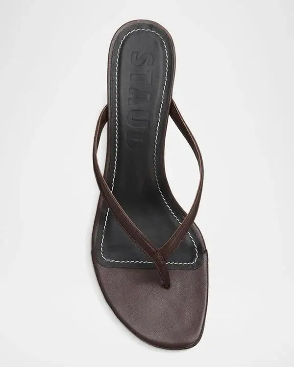 Staud 55mm Freja Leather Thong Sandals - Espresso