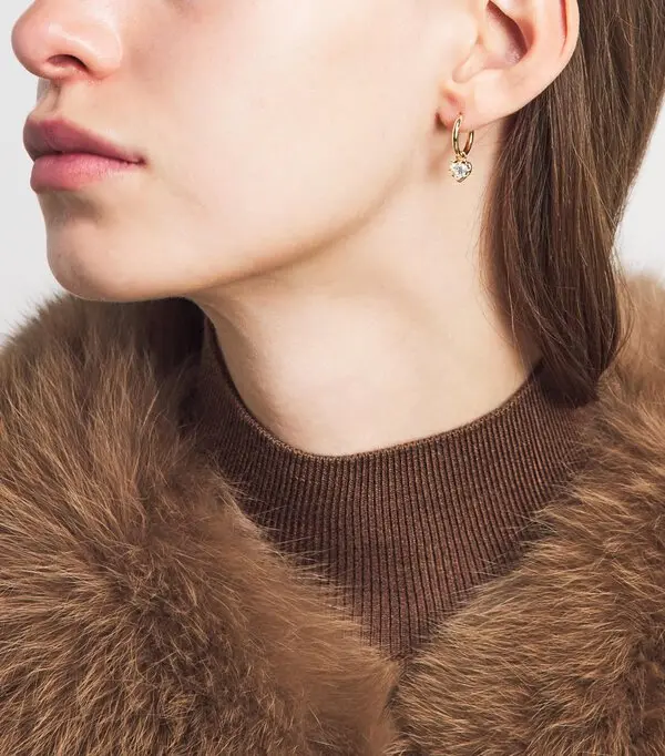 Harrods Gold And Diamond Hoop Earrings