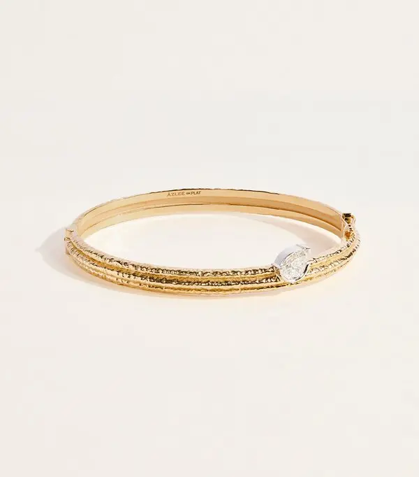AZLEE Yellow And Diamond Dewdrop Bangle - Gold