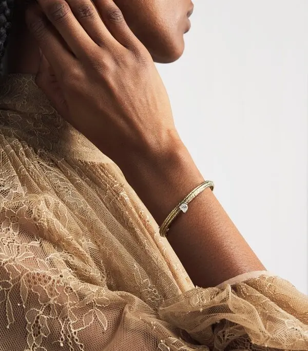 AZLEE Yellow And Diamond Dewdrop Bangle