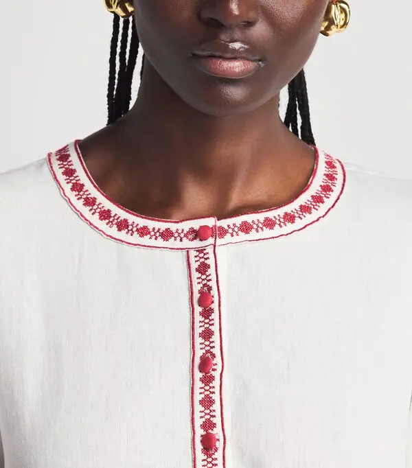 Melissa Odabash Cotton-linen Embroidered Hillary Midi Dress