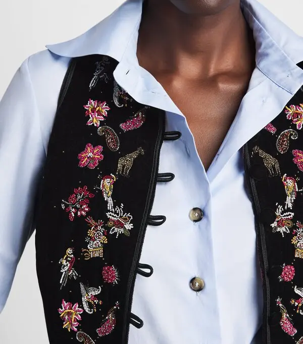 Etro Velvet Embellished Cropped Waistcoat