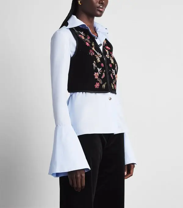 Etro Velvet Embellished Cropped Waistcoat