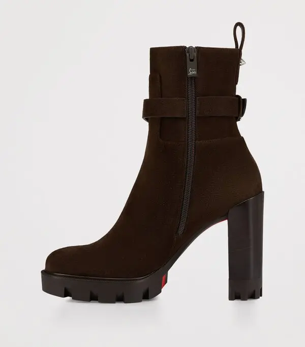 CHRISTIAN LOUBOUTIN Dianouchette Lug Suede Ankle Boots 100