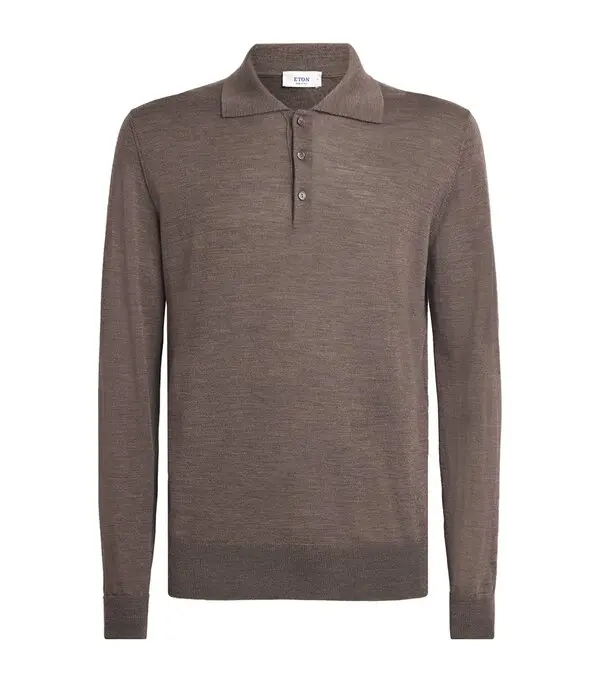 Eton Wool Polo Sweater - Brown