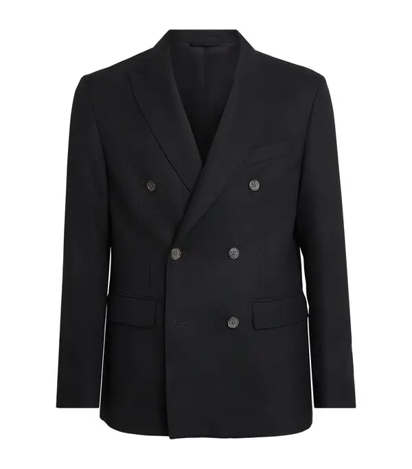 Eton Wool Double-breasted Blazer - Black
