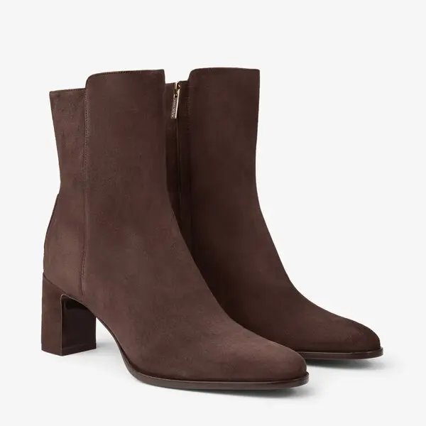 JIMMY CHOO Caly Ab 65 Chocolate Suede Ankle Boots Chocolate