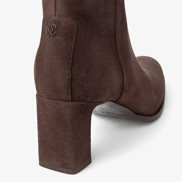 JIMMY CHOO Caly Ab 65 Chocolate Suede Ankle Boots Chocolate