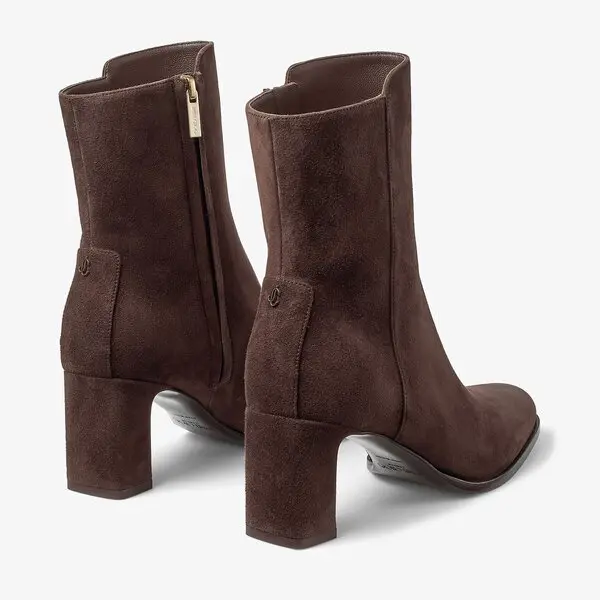 JIMMY CHOO Caly Ab 65 Chocolate Suede Ankle Boots Chocolate