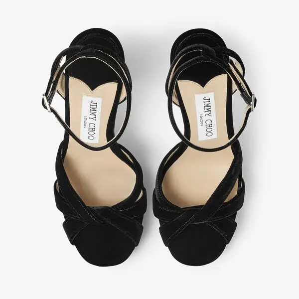 JIMMY CHOO Kove 120 Velvet Platform Sandals