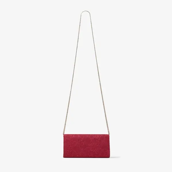 JIMMY CHOO Emmie Ruby Red Lace Clutch Bag