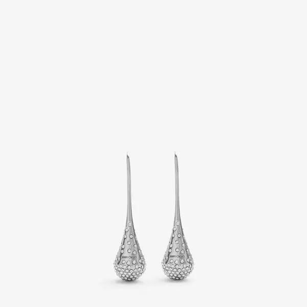 JIMMY CHOO Drop Crystal Earrings Silver-finish Metal And Crystal-embellished Drop Earrings - Silver/crystal