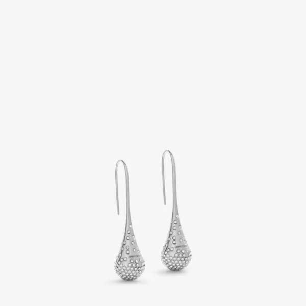 JIMMY CHOO Drop Crystal Earrings Silver-finish Metal And Crystal-embellished Drop Earrings