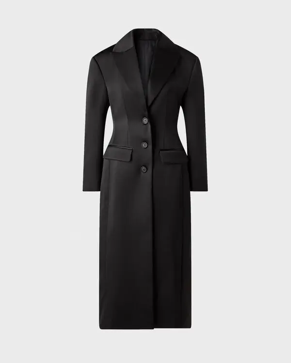 MALINA Overcoat Gabriella Tailored Satin - Black
