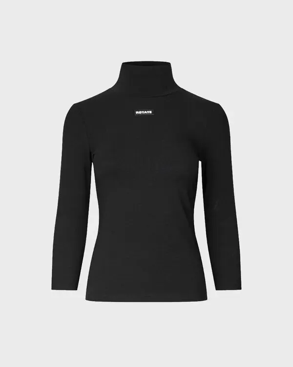 ROTATE BY BIRGER CHRISTENSEN Top Jersey 3/4 Turtleneck - Black