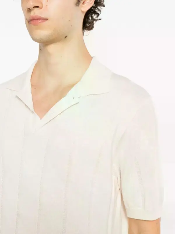 Canali Ribbed-knit Polo Shirt