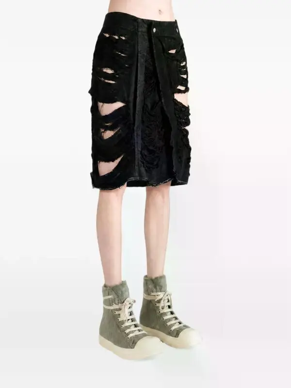 Rick Owens Distressed Wrap Midi Skirt