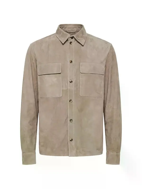 Agnona Suede Utility Shirt Jacket