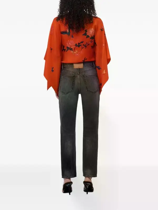 Alexander Wang High-rise Taper Jeans W/ Crystal Stud