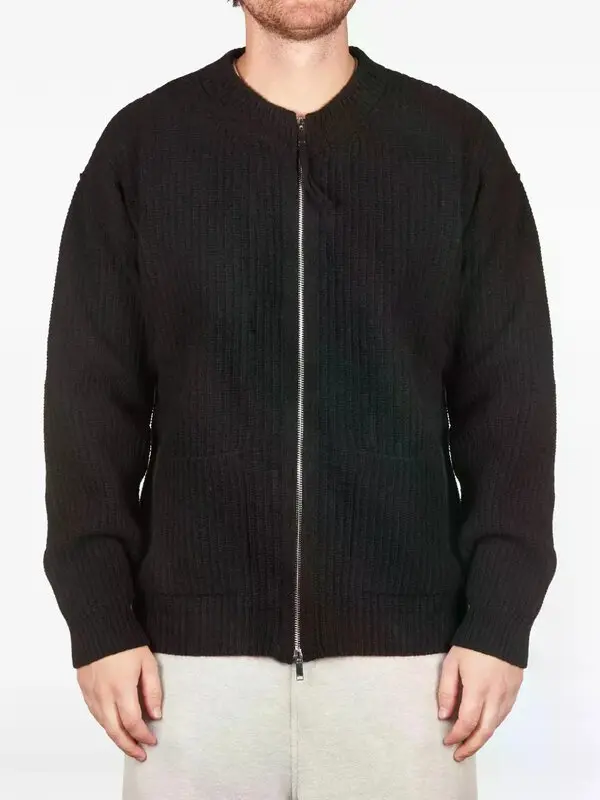 Alpha Studio Ribbed-knit Zip-up Cardigan