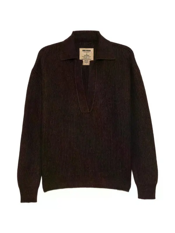 UMA WANG Ribbed-knit Polo-collar Sweater